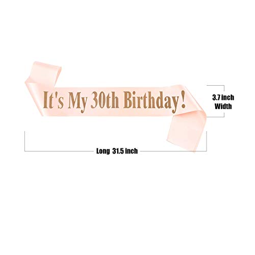 30th Birthday Girl Sash Headband,Rose Gold Birthday Tiara Sash for Women,Birthday Headpiece,30th Birthday Decorations for Her