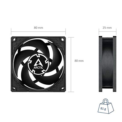 ARCTIC P8 (5 Pack) - 80 mm Case Fan, Pressure-optimised, Quiet Motor, Computer, Fan Speed: 3000 RPM - Black