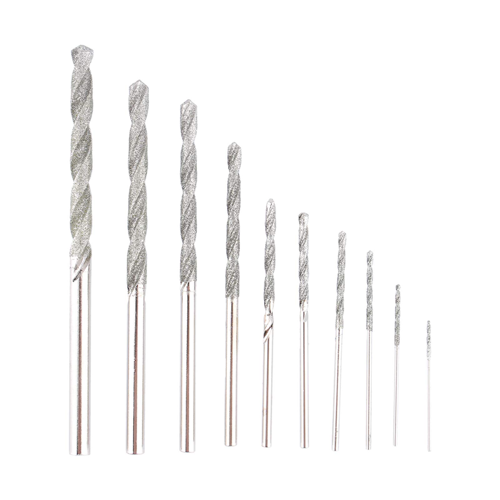 10pcs Diamond Drill,Glass Drill Bit,Diamond Tipped Drill Bit Set Drill Bits for Glass Tile Stone 0.8‑4.0mm,for Metals, Agates, Gems, Pearls, Pendants and Pebbles, Tile Drill Bits Diamond Drill Bi