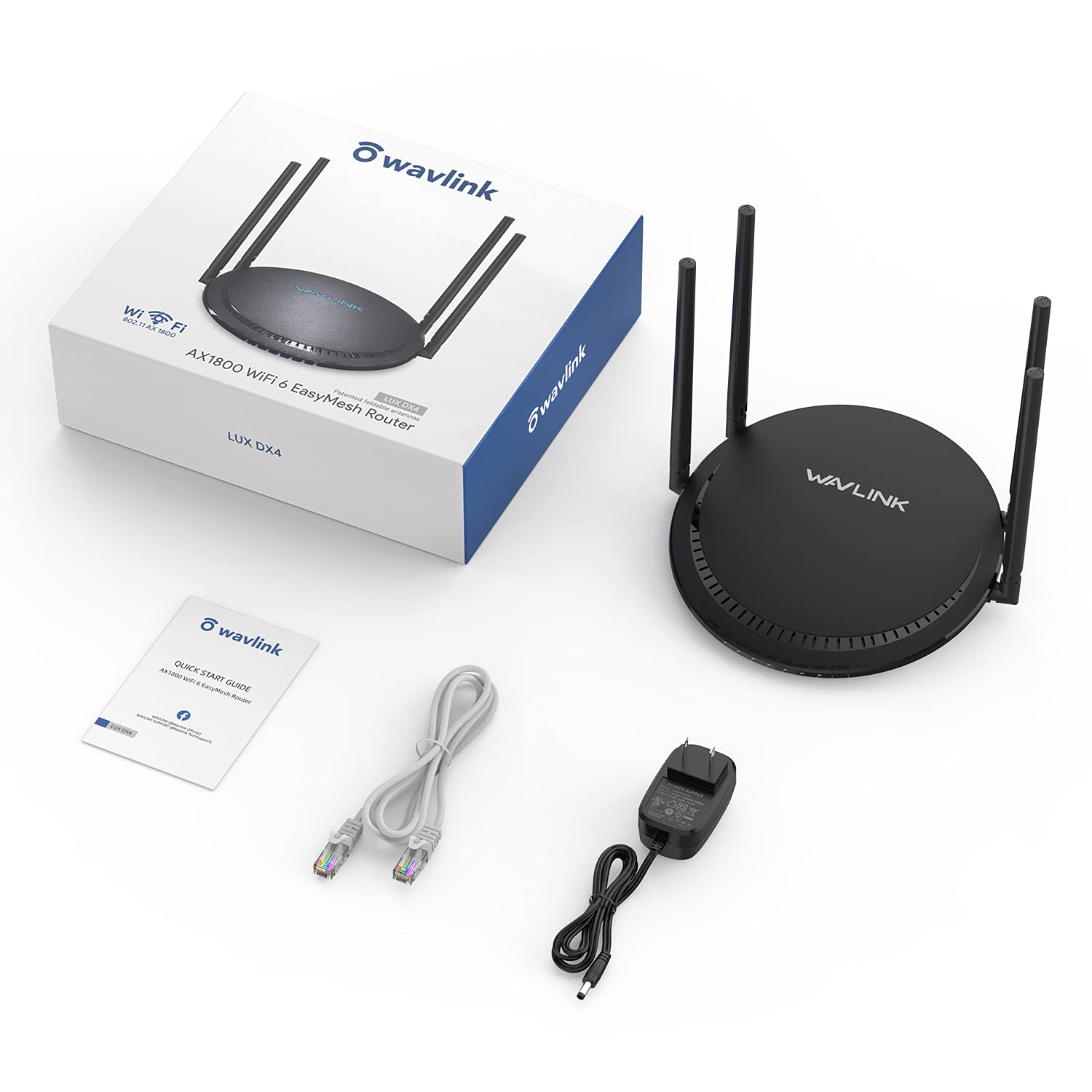WAVLINK WiFi 6 Router,AX1800 Dual Band 2.4GHz/5GHz Gigabit Wireless Internet Mesh Router up to 1500 Square Feet Coverage & 64+Devices Connection,MU-MIMO| Turbo| TouchLink| Parental Control & QoS