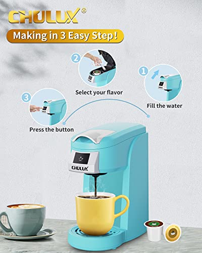 CHULUX Upgrade Single Serve Coffee Maker for K CUP, Mini Coffee Maker Single Cup 5-12oz Coffee Brewer, 3 in 1 Coffee Machine for K Cups Pod Capsule Ground Coffee Tea, One Touch Fast Brewing in Minutes