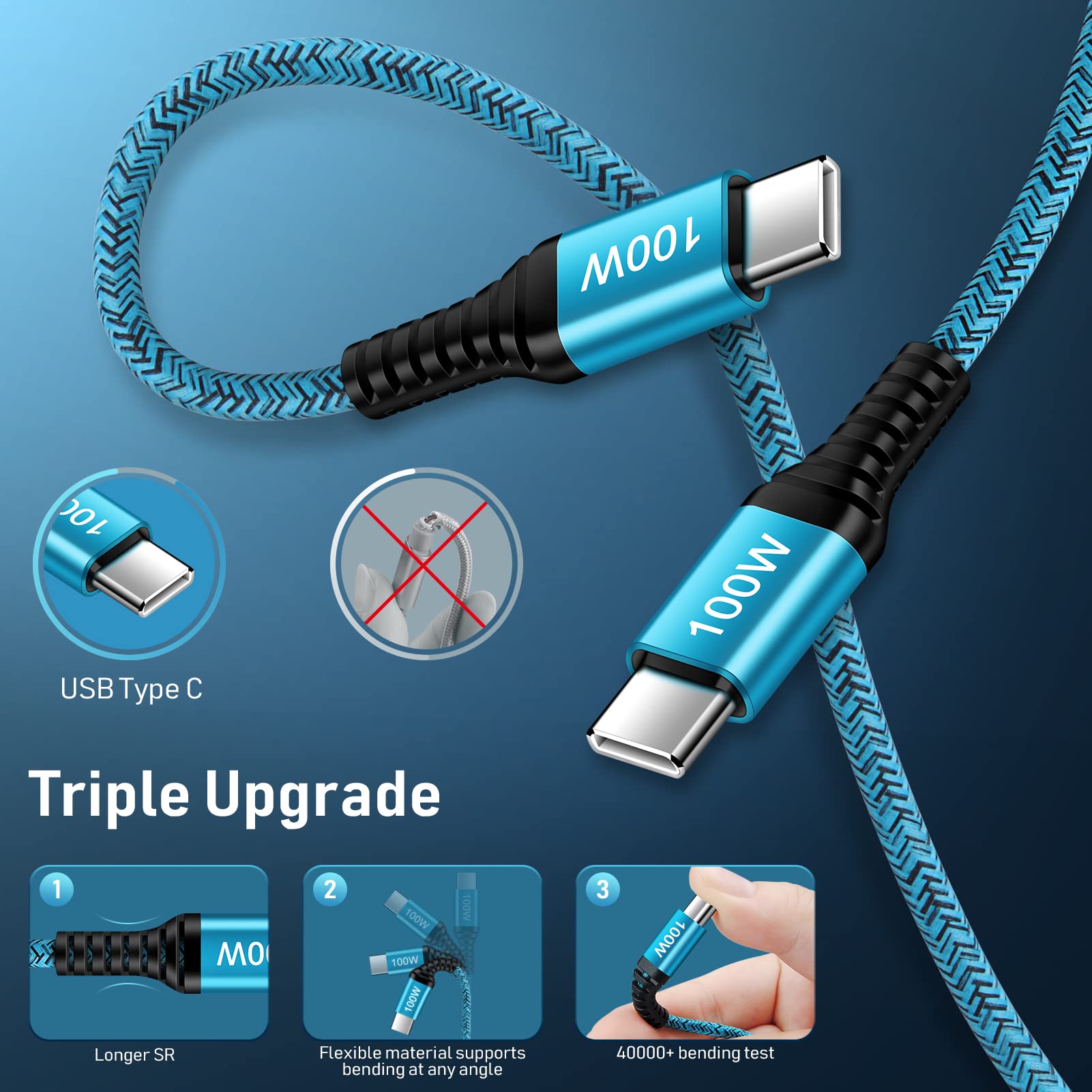 100W/5A Fast Samsung Charger Cable for Galaxy S24 FE A16 5G S23 S22 Ultra S21 A13 A53,Google Pixel 9 Pro XL 8,iPad Pro,MacBook Air 16,USB C Laptop Tablet Data Transfer Charger Cord Android Phone 6FT