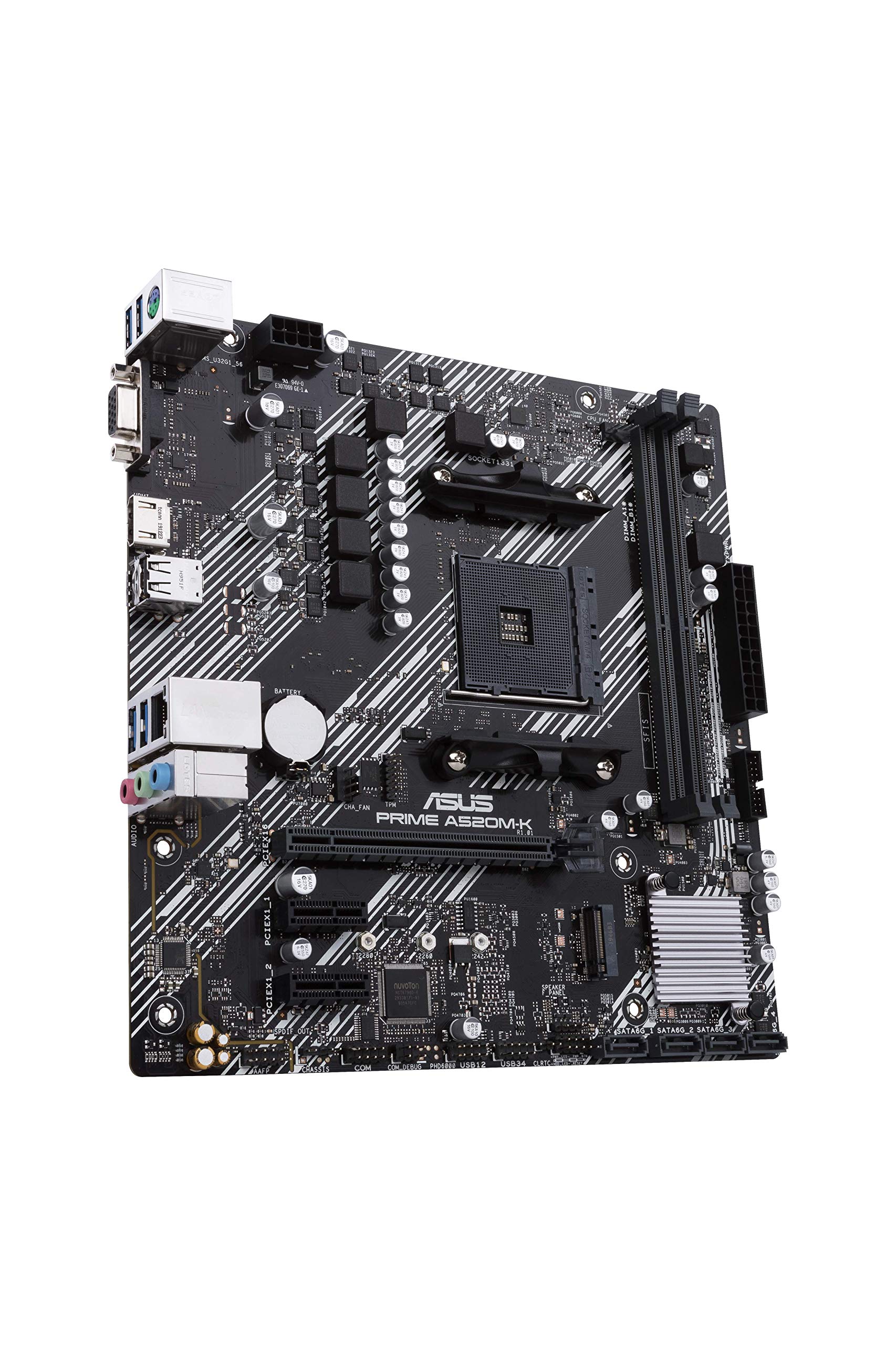 ASUS PRIME A520M-K AMD AM4 (3rd Gen Ryzen) Micro-ATX motherboard (ECC memory, M.2 support, 1Gb Ethernet, M.2, USB 3.2 Gen 1 Type-A,HDMI 2.1 4K@60Hz, D-Sub)