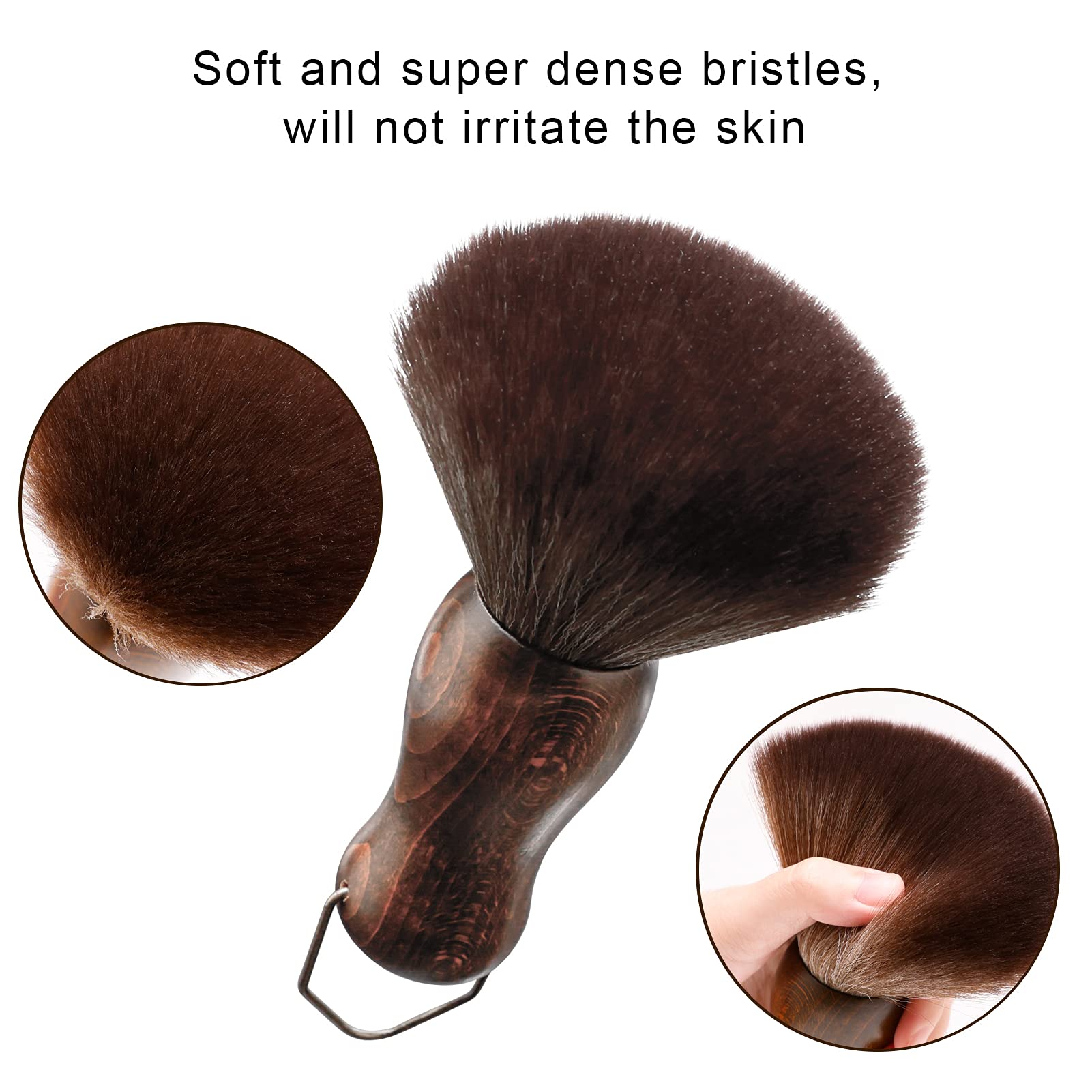 CGBARBER Barber Neck Duster Brush Wood Handle with Hook for Hair Cutting… (Neck brush+Black brush)For All Hair Type.