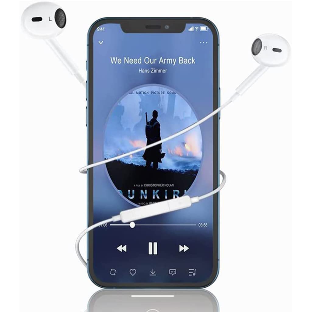 2 PACK Apple Earbuds Headphones with Lightning Connector【Apple MFi Certified】(Built-in Microphone&Volume Control)Wired in-Ear Stereo Noise Canceling Isolating Earphones for iPhone 14/13/12/11/SE/X/8/7