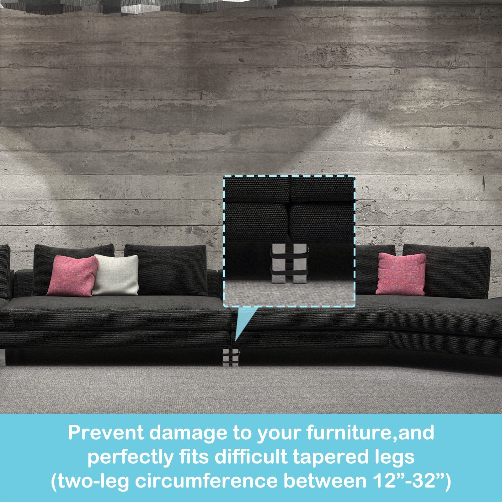 16 Pieces Rubber Couch Sectional Connectors Non Slip Sectional Sofa Locks with Hook and Loop Cinch Clips Innovative Double Couch Furniture Clips Joint Snap Locks for Sliding Sofa