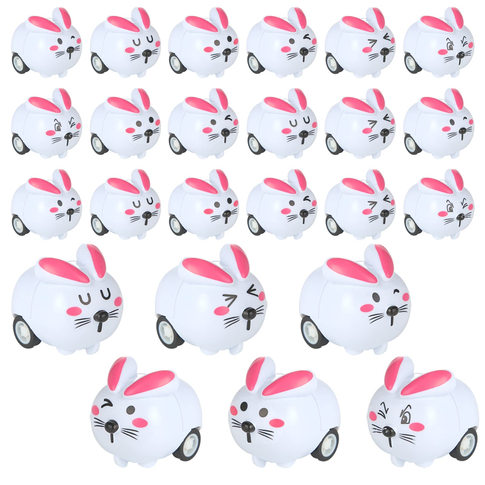 3 otters 24pcs Easter Toy Cars, Easter Eggs Filled Stuffed Bunny Rabbit Pull Back Car Kids Small Toys