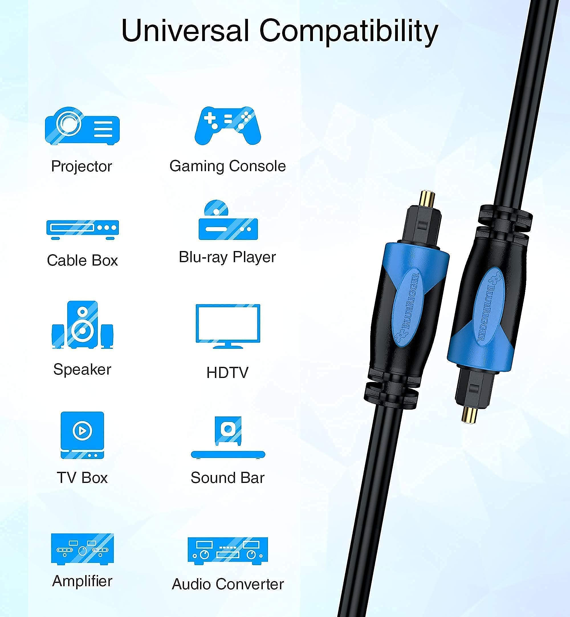 BlueRigger 25FT 4K HDMI Cable with 25FT Toslink Cable - Digital Optical Audio Cable (4K 30Hz, in-Wall CL3 Rated)