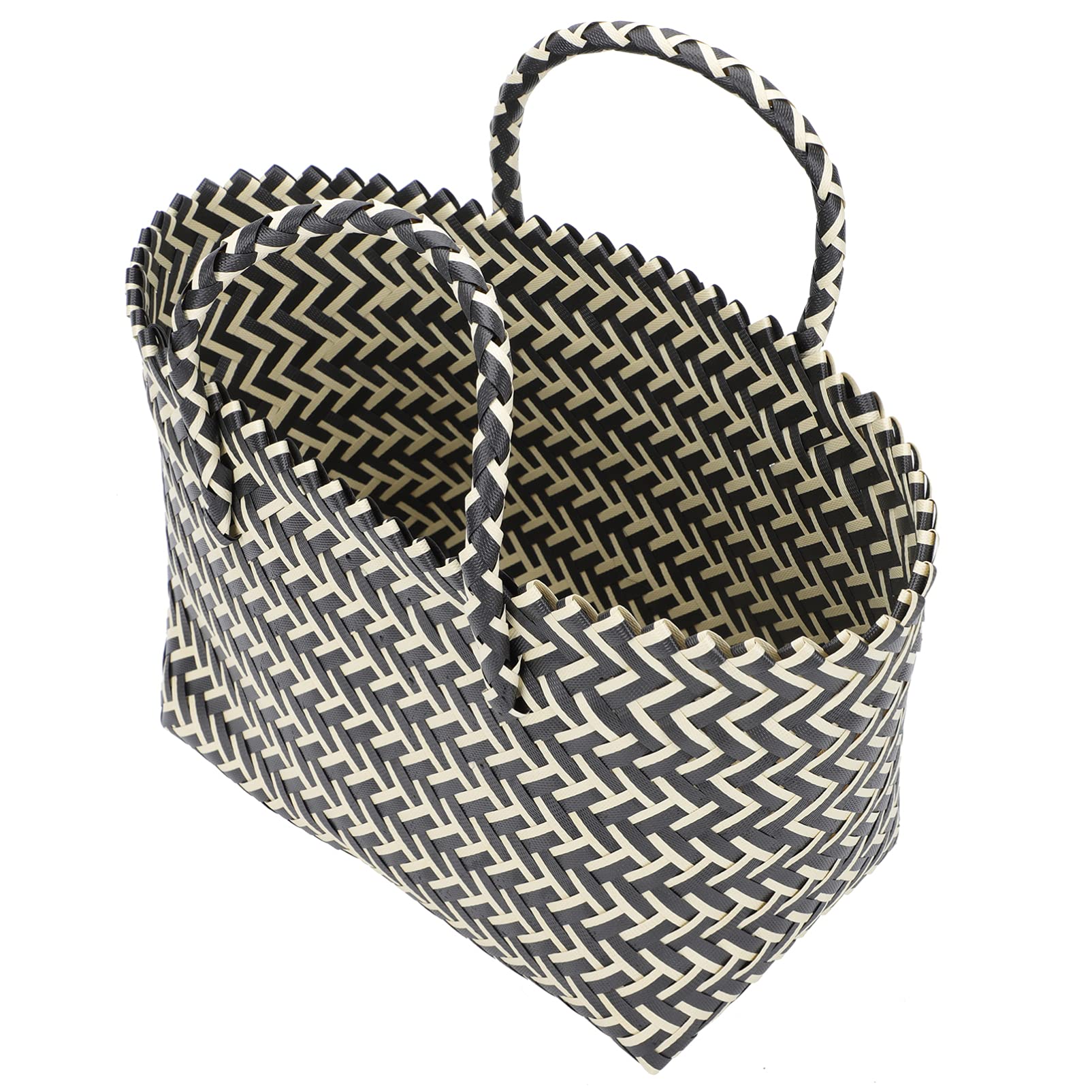 Cabilock Women's Clutch Handbags Summer Rattan Bag Straw Tote Bags Handbags Moroccan Market Basket French Wicker Basket Fruit Vegetables Shopping Bag with Handle for Beach Summer Black Beach Tote