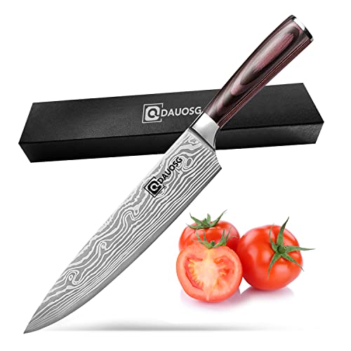 8 Inch Chef's knife, blade length 20 cm, professional kitchen knife, chef's knife, utility knife made of carbon stainless steel, extra sharp knife blade with ergonomic handle