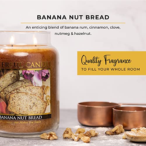 A Cheerful Giver β Banana Nut Bread - 24oz Large Scented Candle Jar with Lid - Cheerful Candle - 135 Hours of Burn Time, Christmas Gift for Women, Brown
