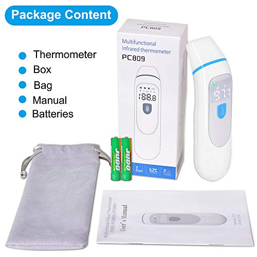 Digital Infrared Ear Thermometer for Adults and Kids Baby Babies Toddlers Forehead Basal Fever Instant Read Thermometers for Humans, Home with Fever Alarm, LED Display and Memory Function