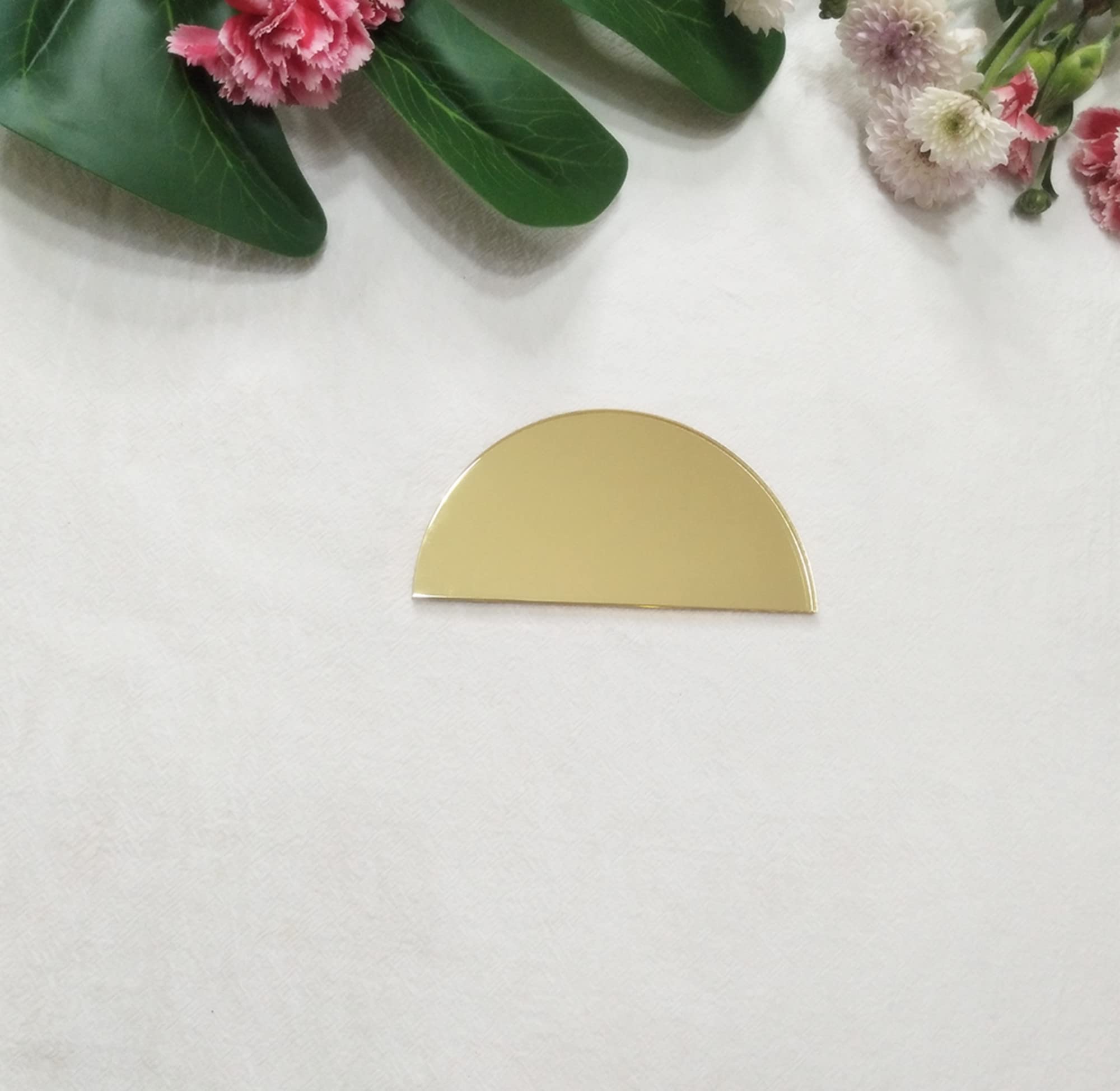20pcs Acrylic Arch Place Cards, Acrylic Mirror Name Tags, Wedding Escort Cards, Half Circle Settings (Gold Mirror)