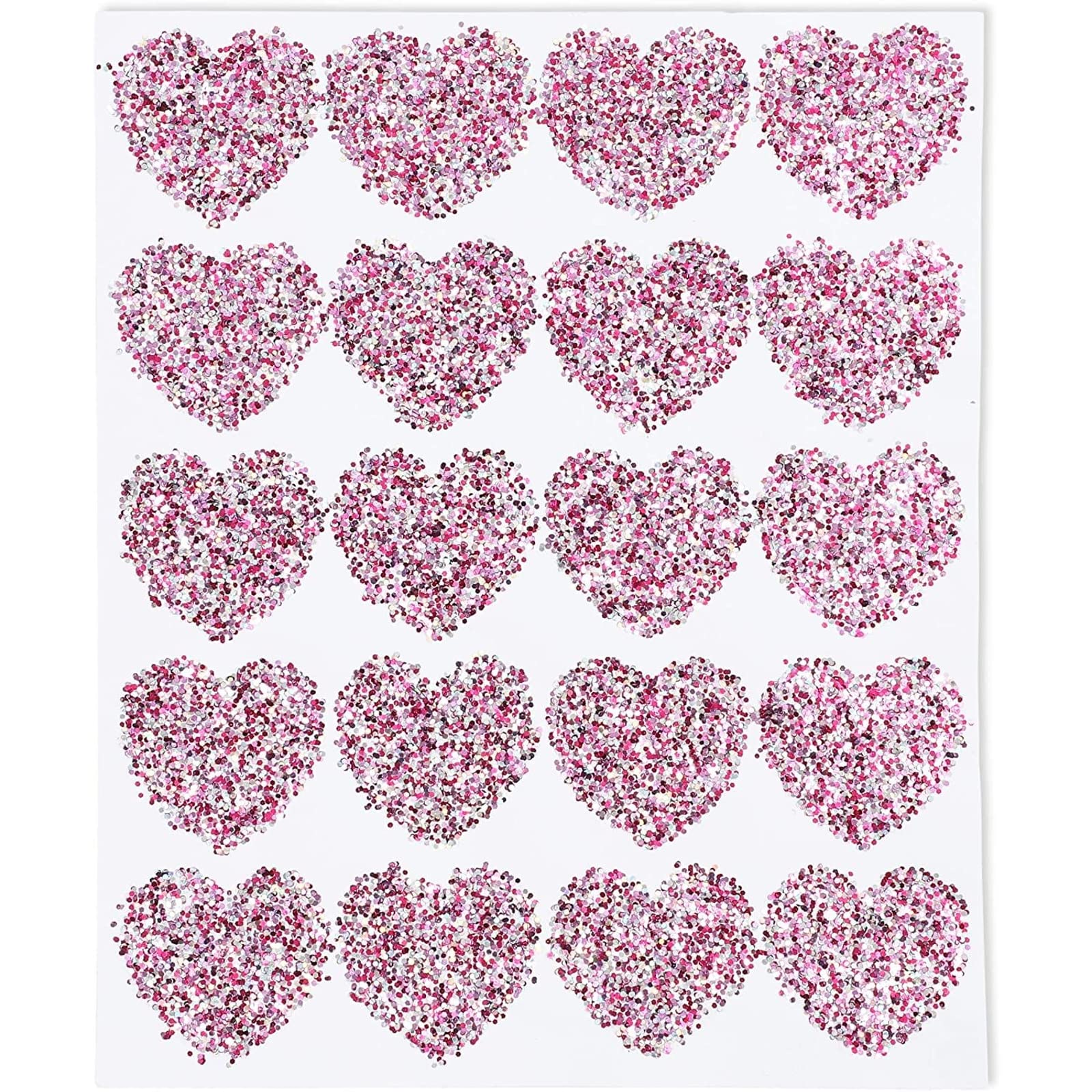 200-Pack 1.5-Inch Holographic Glitter Heart Stickers, Adhesive Sparkle Decals, Envelope Seal Stickers for Wedding, Birthday, and Graduation Invitations, Crafting Supplies (Hot Pink)