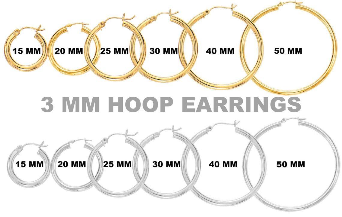 14k REAL Yellow Gold 40MMx3.00MM Thickness Classic Polished Round Tube Hoop Earrings with Snap Post Closure For Women