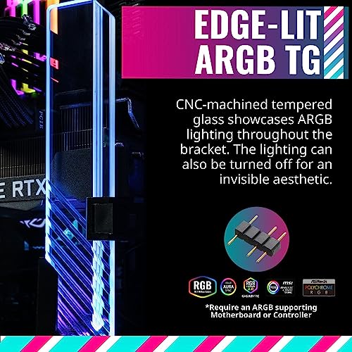 Cooler Master MasterAccessory ARGB GPU Support Bracket, Edge-Lit ARGB Tempered Glass, Universal GPU Bracket, Multiple Orientations (MCA-U000R-GSBTG-00)