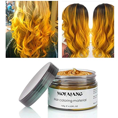 MOFAJANG Unisex Hair Wax Color Dye Styling Cream Mud, Natural Hairstyle Pomade, Washable Temporary,Party Cosplay (Gold)