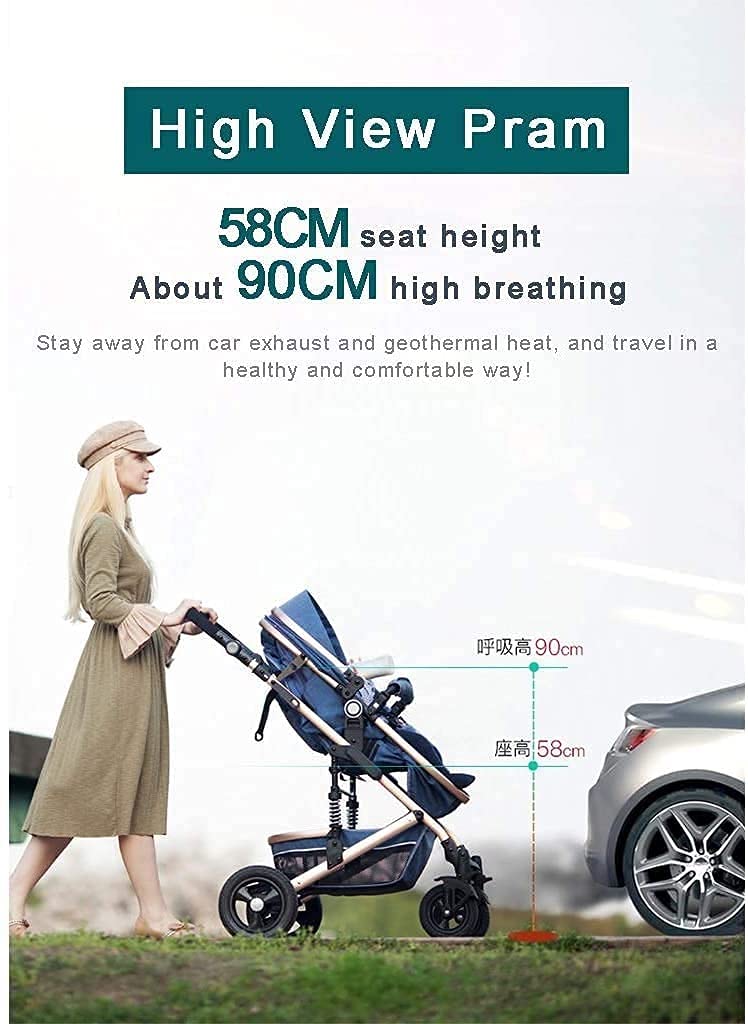 Chilechuan High View Light Weight Strollers for Toddler, Upgraded Infant Carriage Prams and Strollers for Babys Boys and Girls Travel System Pram with Stroller Rain Cover and Strollers Fan