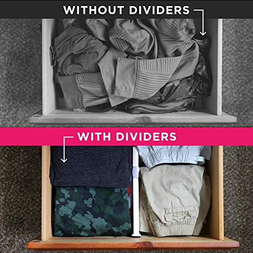 4 Drawer Dividers and Organizer, Organize Silverware and Utensils in Home Kitchen, Divider for Clothes in Bedroom Dresser, Designed to Not Snag Underwear and Bra Fabrics, Bathroom Storage Organizers