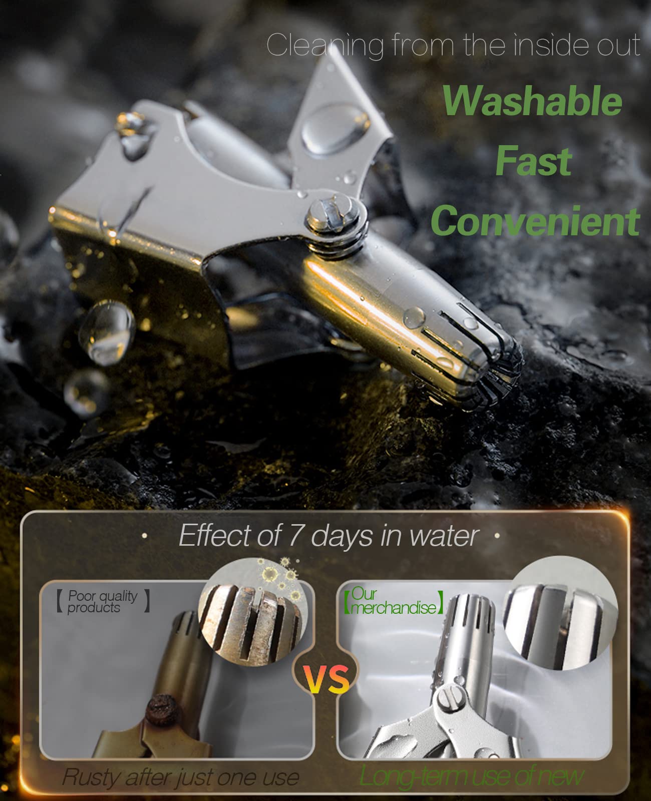 EKE Nose Hair Trimmer, Manual Nose Hair Remover Without Batteries, with 12 Double-Edged Blades, Painless, Waterproof, Easy to Clean and Carry.