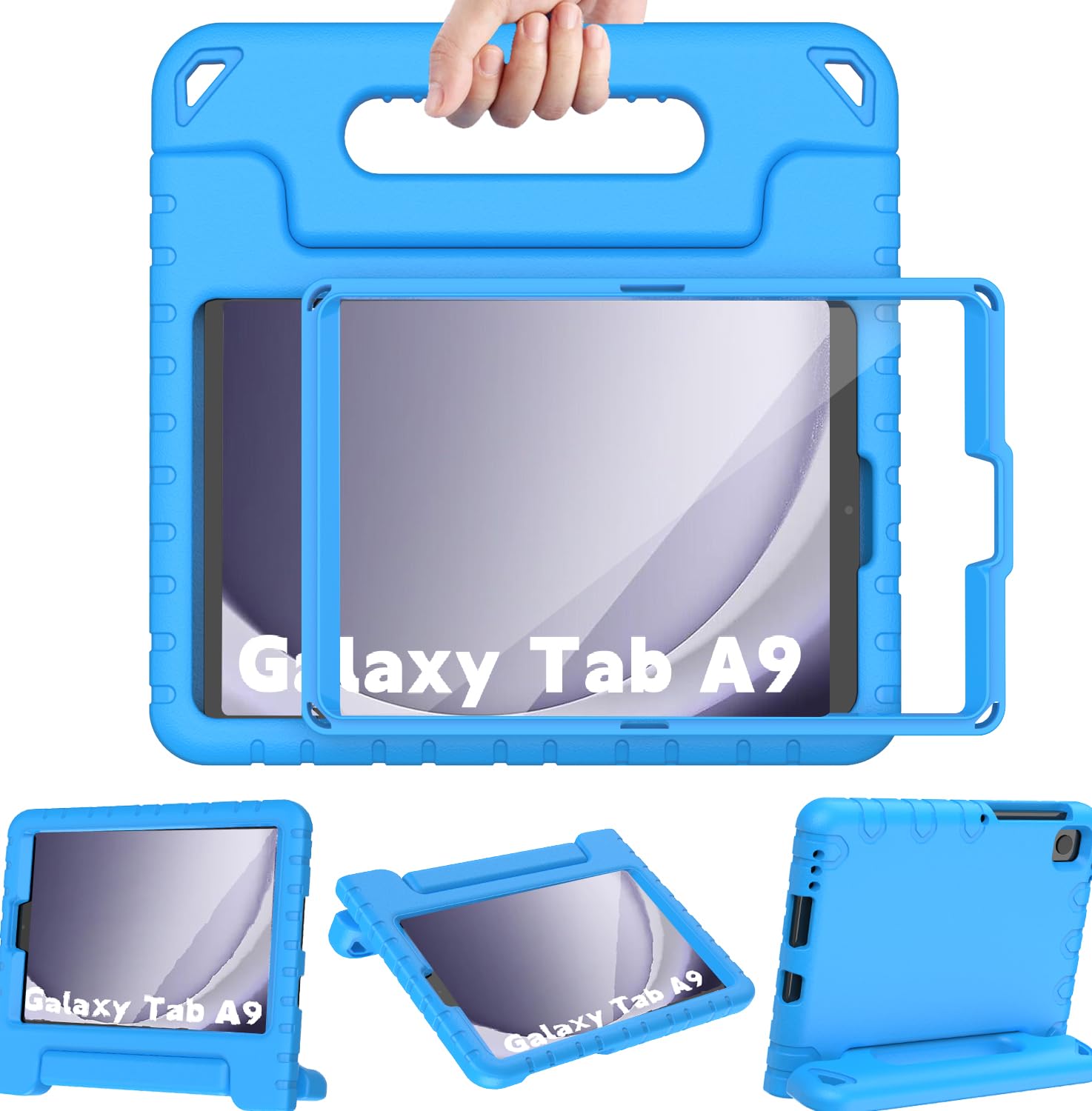 BMOUO Kids Case for Samsung Galaxy Tab A9 8.7 Inch 2023 (SM-X110/X115/X117) & Galaxy Tab A7 Lite 2021 - with Screen Protector, Shockproof Lightweight Samsung Galaxy Tab A9 Case/A7 Lite Case, Blue