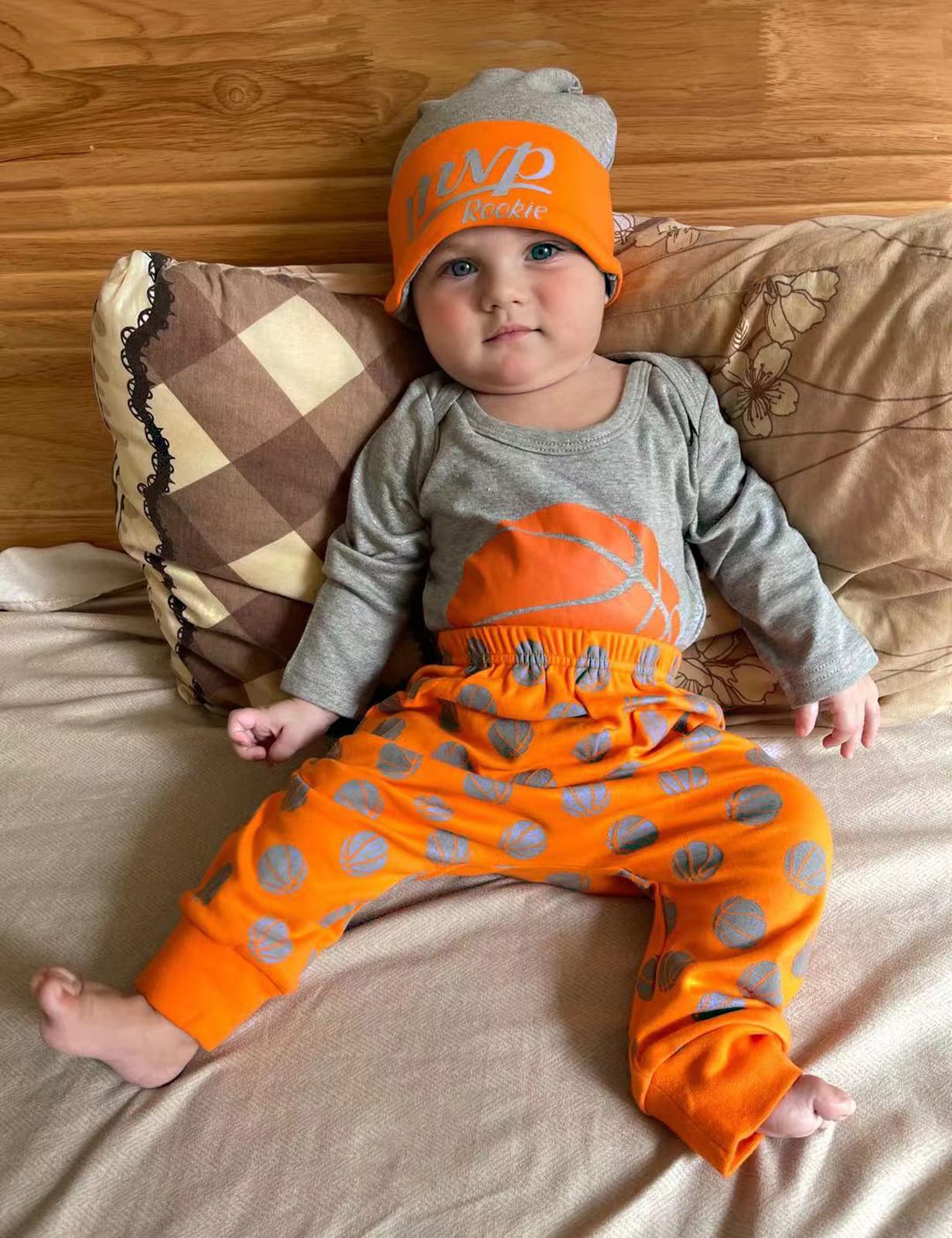 COSLAND Baby basketball Outfit Infant Boys Cotton Pant Sets, Gray, Newborn