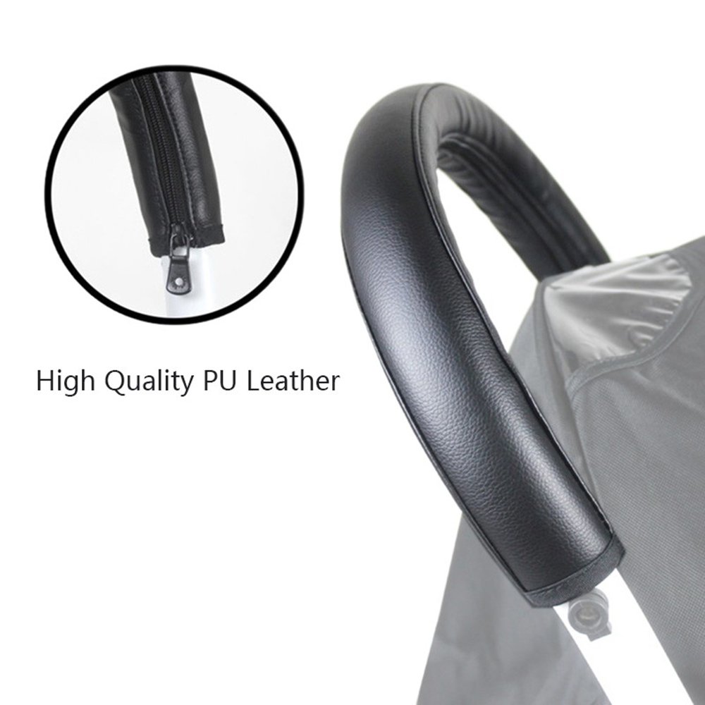 Armrest PU Leather Protective Case Handle Cover Stroller Accessories for Babyzen Yoyo (Black)