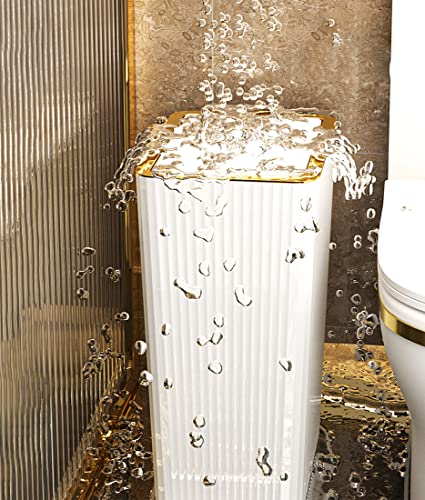 3.3 Gallon Rectangle Trash Can with Top Press Lid，Plastic Slim Garbage Bin, Wastebasket for Narrow Spaces, Kitchen, Bathroom,Bedroom