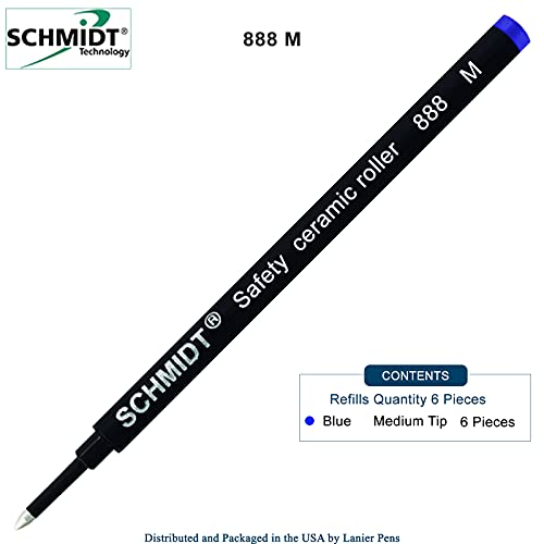 6 Pack - Blue-Schmidt 888 Medium Rollerball Refill