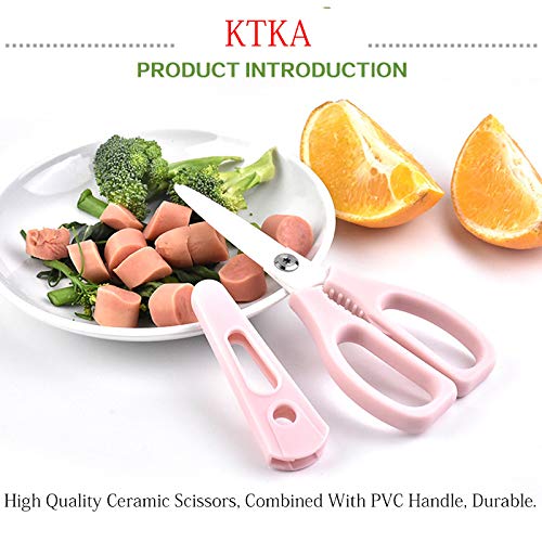 Ceramic Scissors,Healthy Baby Food Scissors with Cover Portable Shears (Blue)