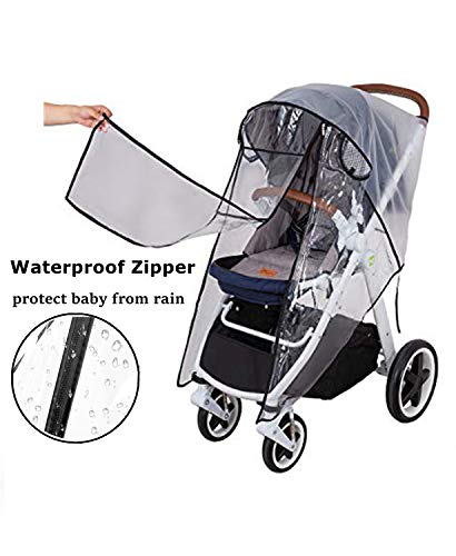 Diagtree Stroller Rain Cover Universal, Baby Travel Weather Shield, Windproof Waterproof, Protect from Dust Snow Insects (Double Zipper-L)