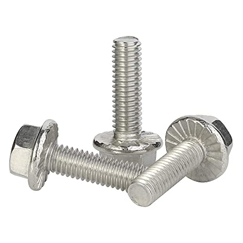 25 PCS M8 x 20mm Flanged Hex Head Bolts Flange Hexagon Screws, Stainless Steel A2, DIN 6921