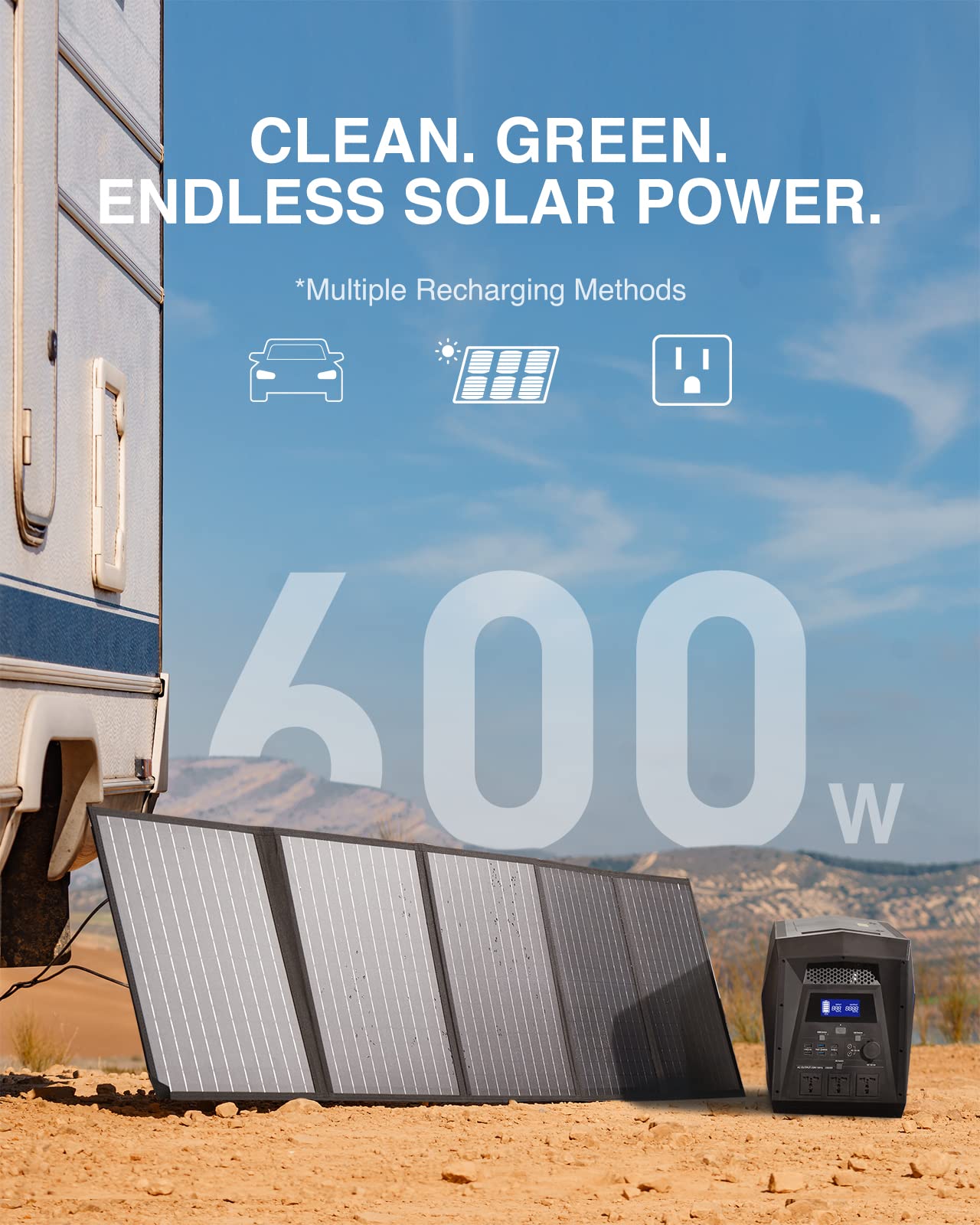 2000W Solar Power Station, 2048Wh LiFePO4 Portable Power Station, 4 x 2000W AC Outlets (4000W Surge), 900W Max Fast Charging, Solar Generator for Outdoors RV/Van Camping, Home Use UPS Emergency.