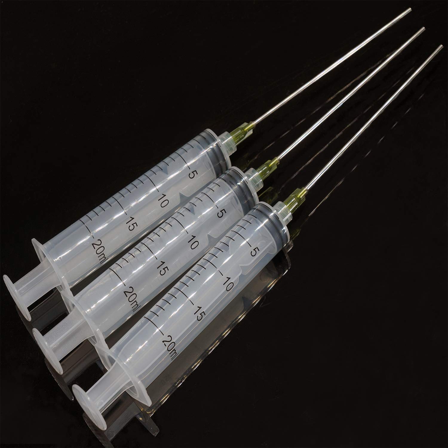 3 Pack 20ml Industrial Plastic Syringes with Blunt Luer Lock Needle 4 Inch for Scientific Labs, Glue Application, Measuring, Refilling and Transfering Liquids
