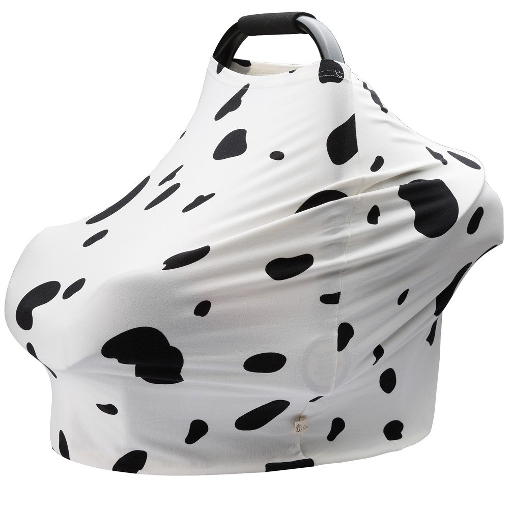 Arnzion Baby Car Seat Covers Cute Spotty Dog Super Soft Stretchy and Breathable Neutral Nursing Covers for Newborn with Storage Bag