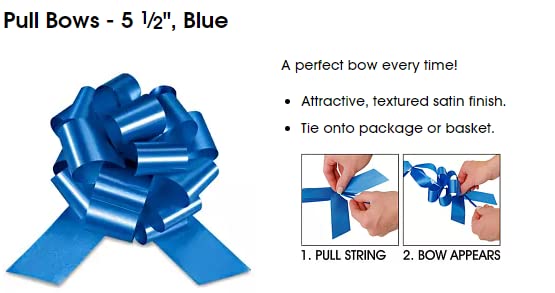 5 Pack of 5 1/2" Blue Pull Bows with Tails