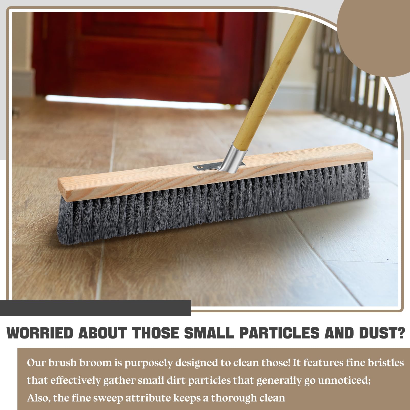 2 Pcs 24 Inches Push Broom Head Floor Sweep Fine Sweep Floor Brush Soft Bristle Sweeper Broom with Polypropylene Bristles for Hardwood Floors Sweeping Indoor