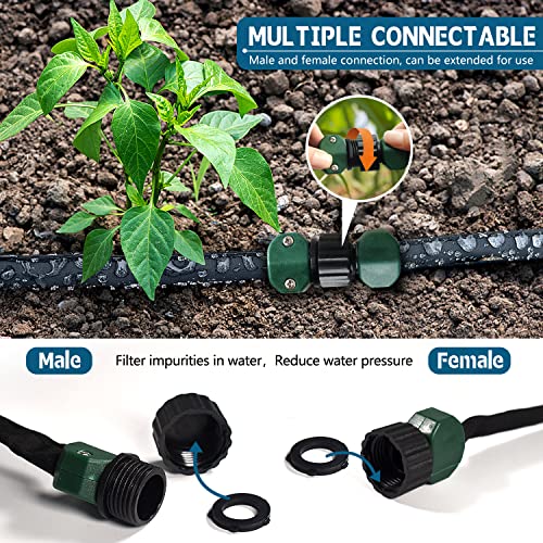 4 Pack Flat Soaker Hose 25FT for Garden Beds, Cloth Soaker Hose for Efficient & Effective Watering of Plants β Garden Soaker Hoses with Heavy Duty & Easy to Install (25ftx4)