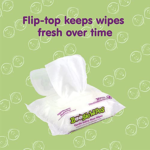 Baby Wipes Unscented by Boogie Wipes, Wet Wipes for Face, Hand, Body & Nose, Made with Vitamin E, Aloe, Chamomile and Natural Saline, 30 Count, Pack of 3