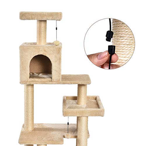 Amazon Basics Extra Large Cat Tree Tower with Condo - 24 x 56 x 19 Inches, Beige