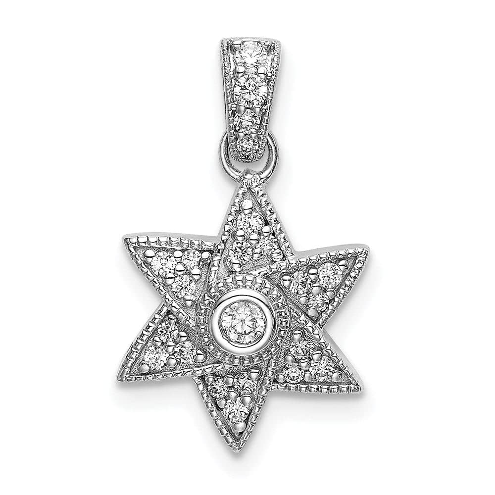 14k White Gold Diamond Six Pointed Star Pendant GLD-AZ-PM6607-020-WA