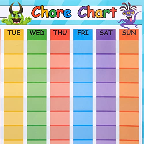 6 Pack Dry Erase Chore Chart for Kids, Reusable Behavior Reward Board with Self-Adhesive for Classroom, Monster Designs (14.5 x 11 in)