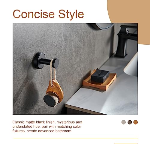 APLusee Matte Black Robe Towel Hook, Stainless Steel Modern Coat Hook, Utility Shower Towel Hanger for Bathroom Kitchen Home Storage
