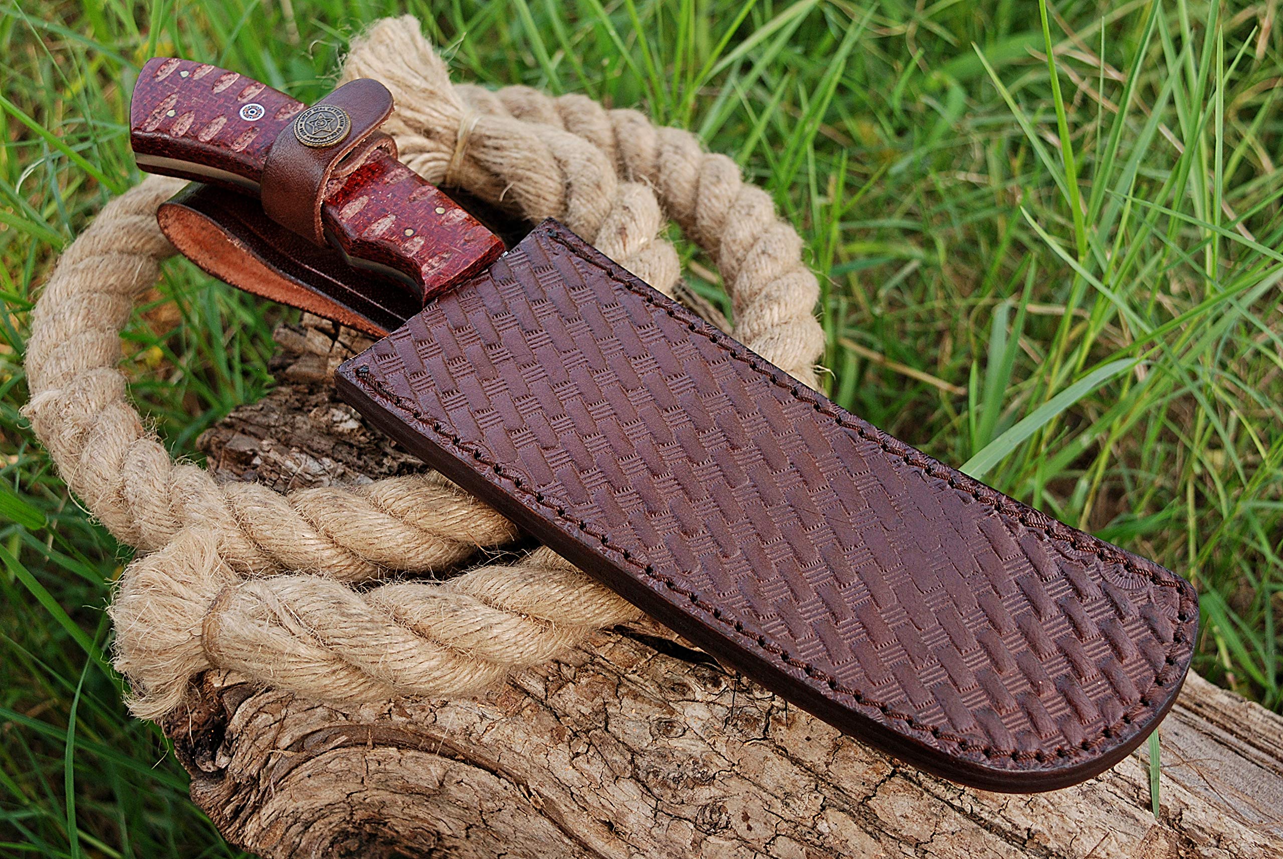 Damascus Steel Meat Cleaver Knife, Chef Knife, Butcher Knife - Multipurpose Sharp Knife, Kitchen Knife For Meat, Vegetable Cleaver & Damascus Cleaver Knife with Micarta Handle & Knife Sheath