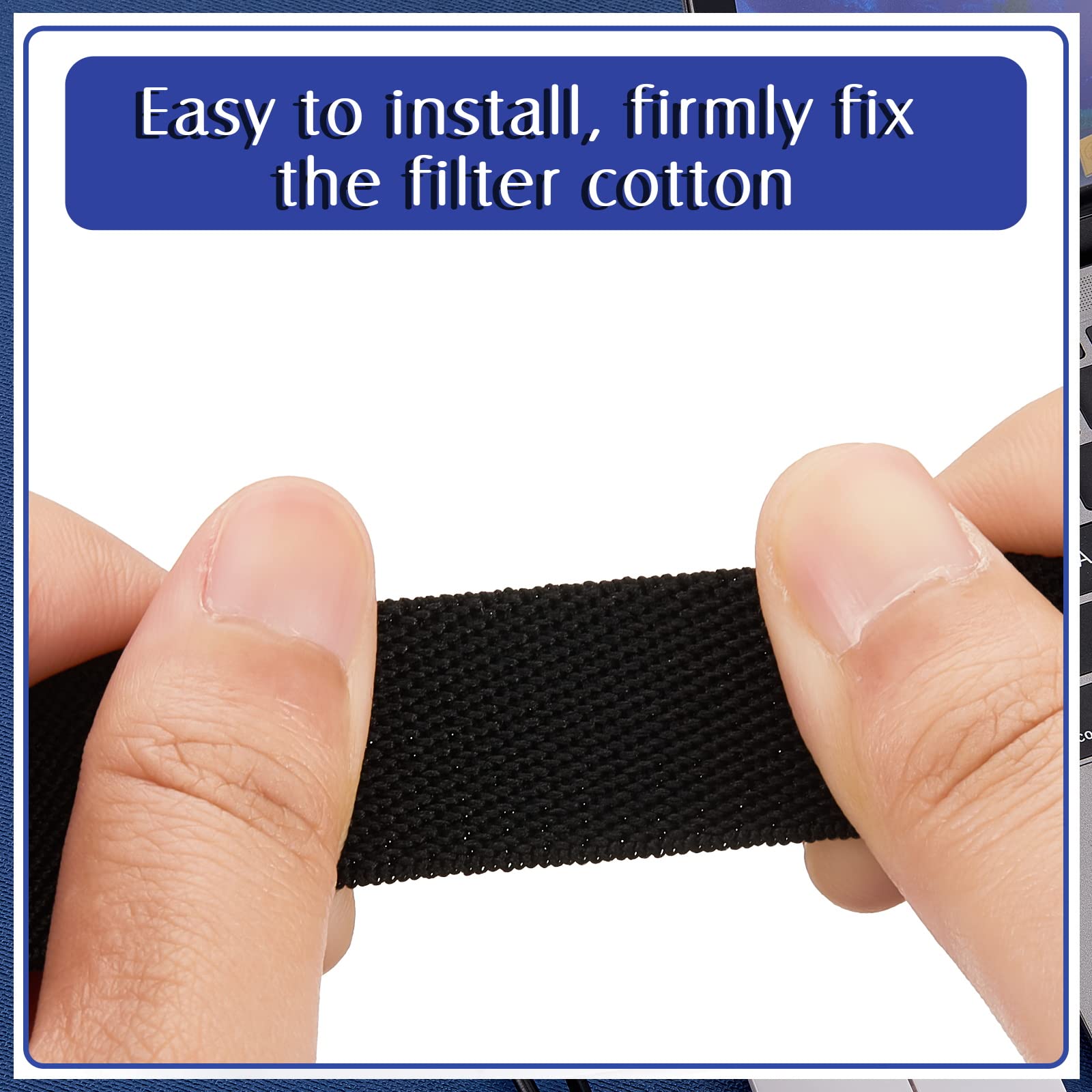 3 Packs Air Filter Universal Replacement Filter White Cotton Prefilter Sleeve Cover with 3 Packs Elastic Ropes for Carbon Filter (4 Inches)