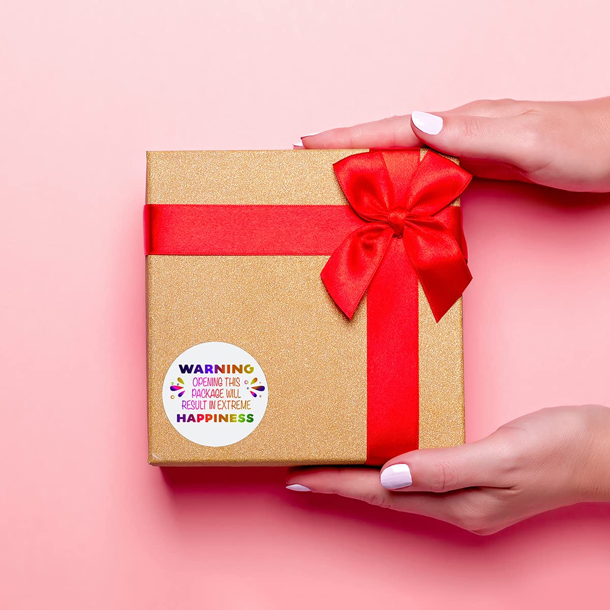 Littlefa 1.5” Warning Opening This Package with Rainbow Design Stickers,Thank You Stickers,Bakeries Stickers,Handmade Stickers,Small Business Stickers, Envelopes Stickers, Gift Bags Packaging 500 PCS