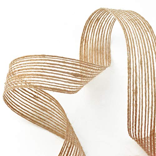6 Roll Natural Burlap Fabric Burlap Ribbons Roll, Natural Burlap Wedding Ribbon Decorative Burlap Fabric for Wedding DIY Crafts Burlap Bows Gift Wrapping Home Decor, 0.8inch 32.8Ft Each Roll