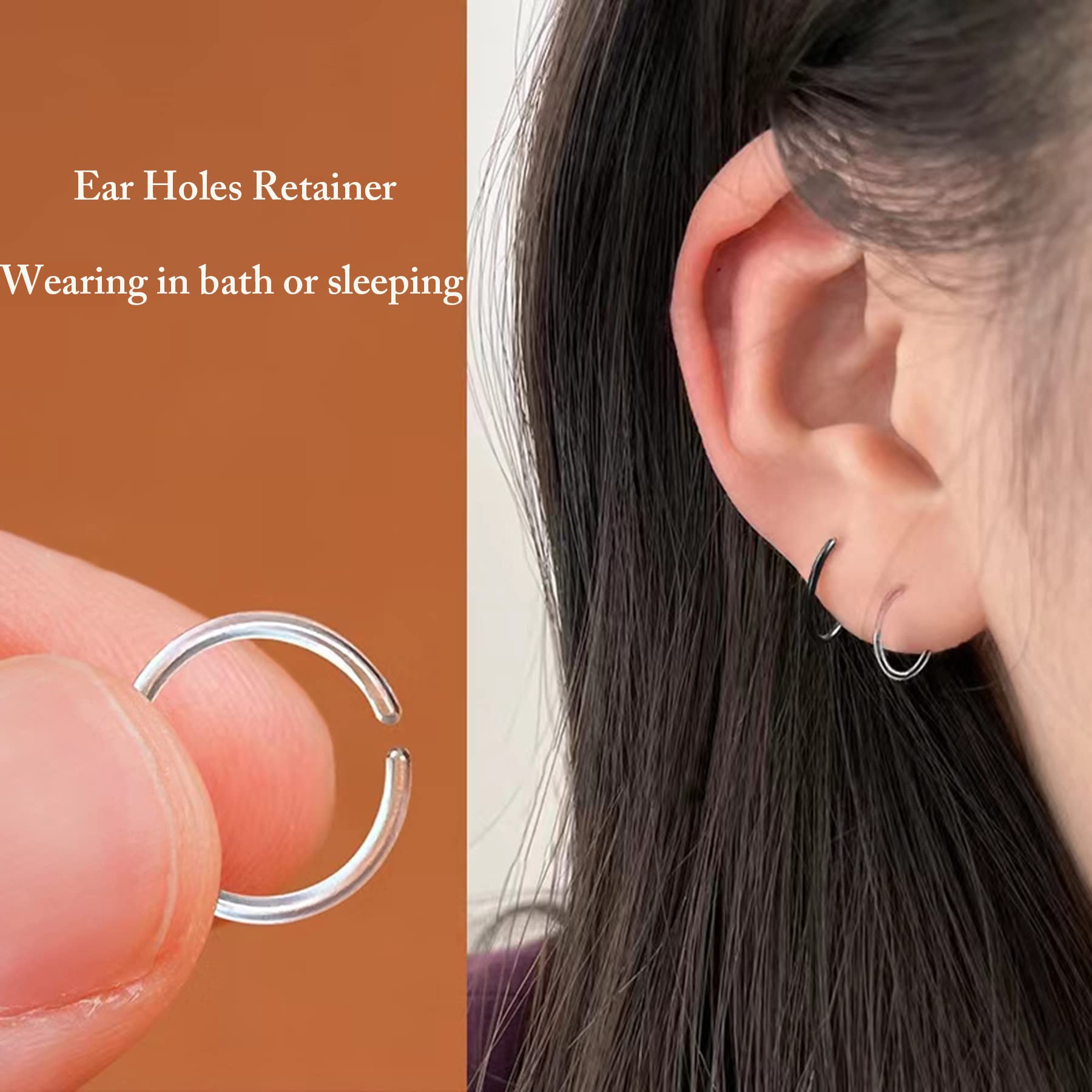 100Pcs Anti-Allergy Plastic Hoop &10Pcs Studs Earring Piercing Posts Ears Hole Retainers Hoop Clear Nose Rings Hoop Retainer for Men Women Sports Work (2-in-1 Color)