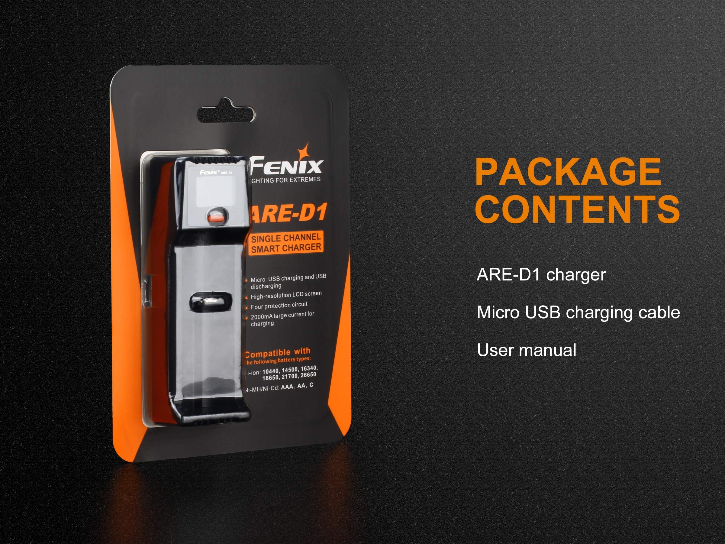 EdisonBright Fenix are-D1 USB Powered Smart Battery Charger for 21700/18650/16340 BBX5 Battery Carry case