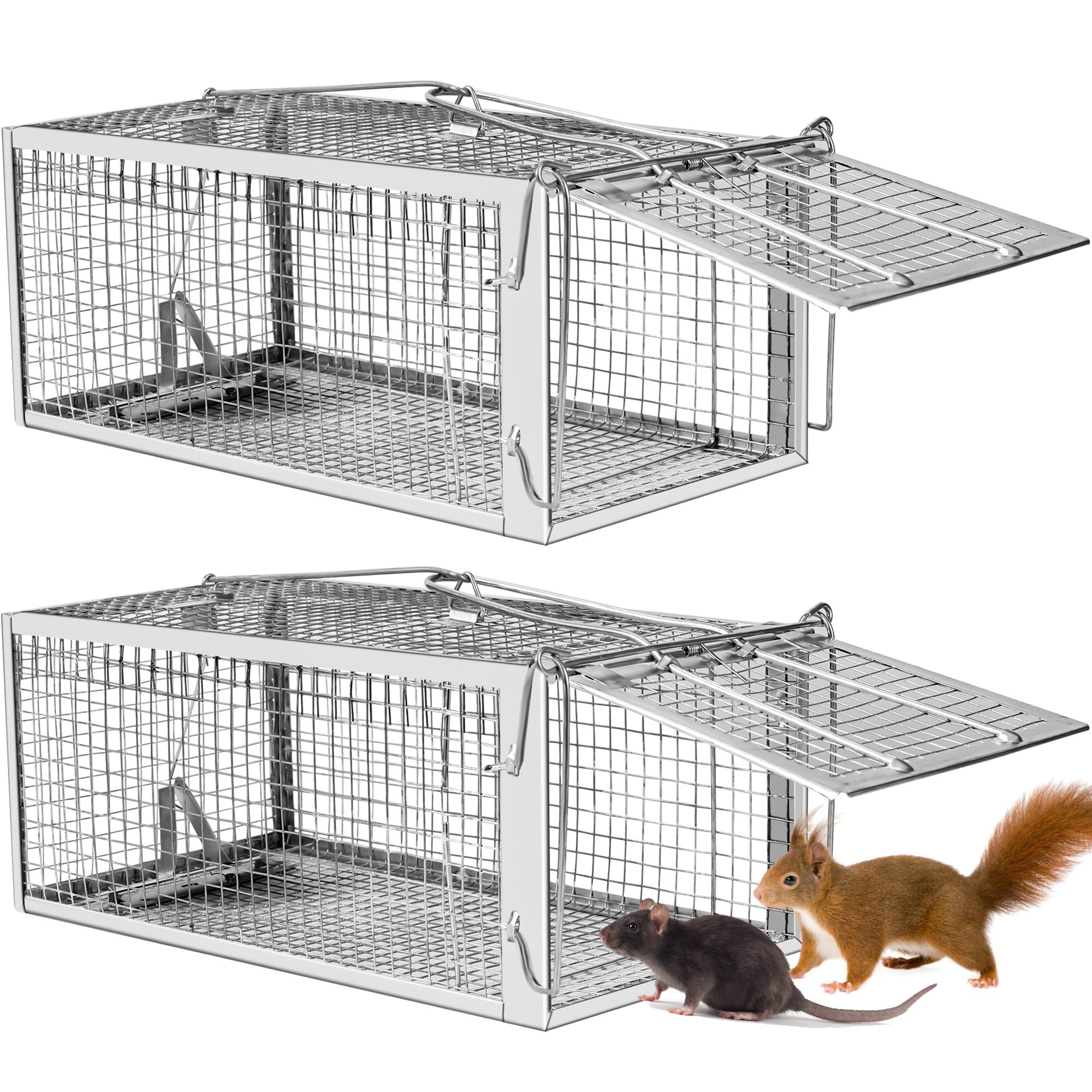 2 Pack Humane Rat Traps - Have a Heart Mouse Trap for Squirrel Mouse Rat Mice, Live Rat Traps Catch and Release for Indoors and Outdoors